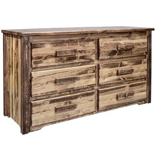Homestead Collection 6-Drawer Pine Dresser, Stained & Lacquered - Bed ...