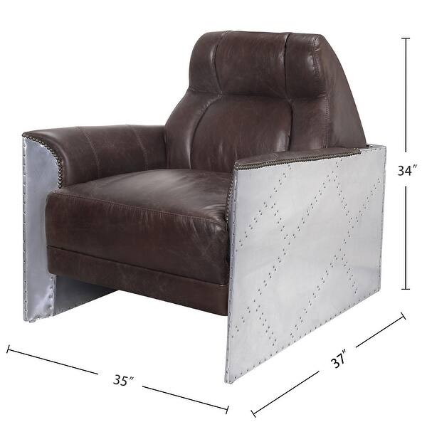 Top Grain Leather Accent Chair in Espresso and Aluminum - Bed Bath ...