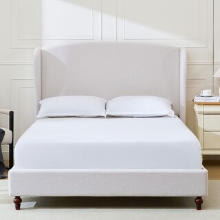 Windsor Tall Wingback Queen Bed with Upholstered Headboard, No Box ...