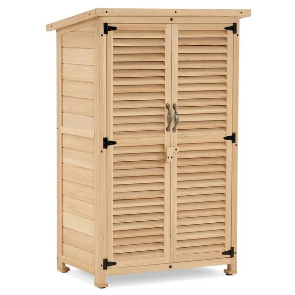 MCombo Outdoor Storage Cabinet Shed, Shuttered Doors with Lock, Wooden ...