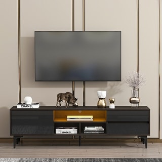 TV Stand with LED Strip Lights Entertainment Center for TVs up to 69 ...