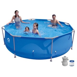 10ft x 30" Round Family Size Blue Steel Frame Above Ground Swimming ...