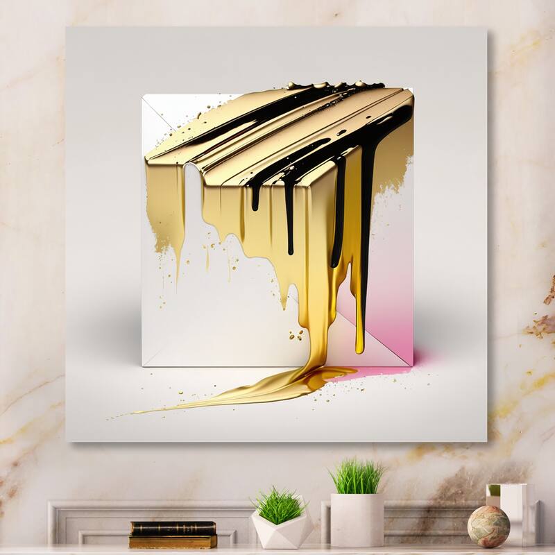 Designart 'Abstract Geode Shapes Gold' Modern Geometric Metal Wall Art ...