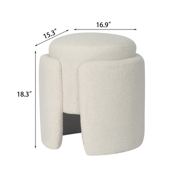Adeco Round Ottoman Teddy Foot Stool for Living Room Bedroom - Bed Bath ...