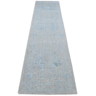 Shahbanu Rugs Powder Blue Tone on Tone Persian Tree Design Jacquard ...
