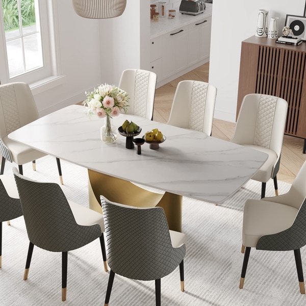 Modern Dining Table with Rectangular Sintered Stone Tabletop Carbon Steel Leg Minimalist Kitchen Dining Room Table On Sale Bed Bath Beyond 36919713