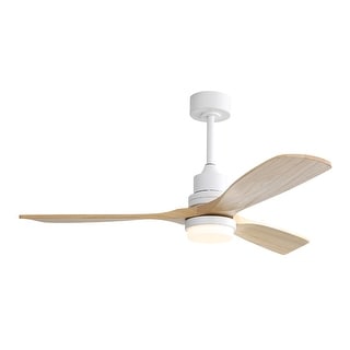 52 Inch Indoor Ceiling Fan With Dimmable Led Light 3 Solid Wood Blades ...