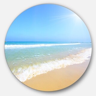 Designart 'Bright Yellow Beach with Birds' Seashore Circle Wall Art ...