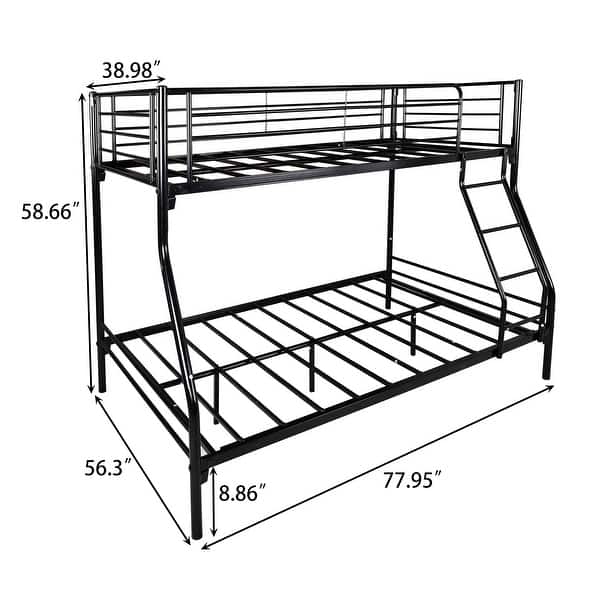 Twin-over-full Metal Frame Bunk Bed with Upper-level Guardrail and ...