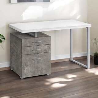 47" White and Gray Computer Desk With Three Drawers - Bed Bath & Beyond ...