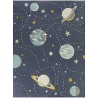 Space Rug for Kids Colorful Galaxy with Planets and Stars in Grey - On ...