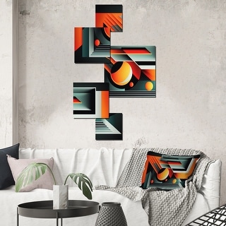 Designart "Retro Elementary Geometrics V" Modern Geometric Metal Wall ...