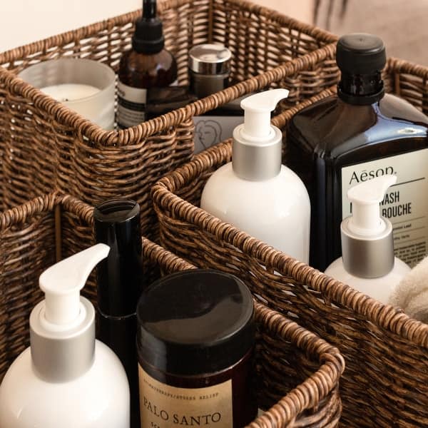 brown bathroom baskets