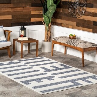 Brooklyn Rug Co Neri Modern Bars Indoor/Outdoor Area Rug - Bed Bath ...