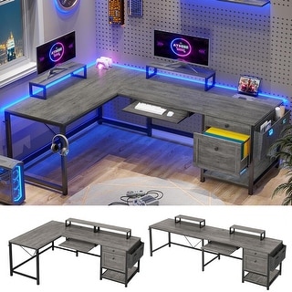 69" L Shaped Gaming Desk Convertible Long Computer Desk - Bed Bath ...
