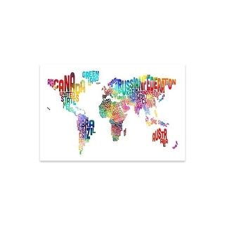 World (Countries) Typographic Map Print On Acrylic Glass by Michael ...