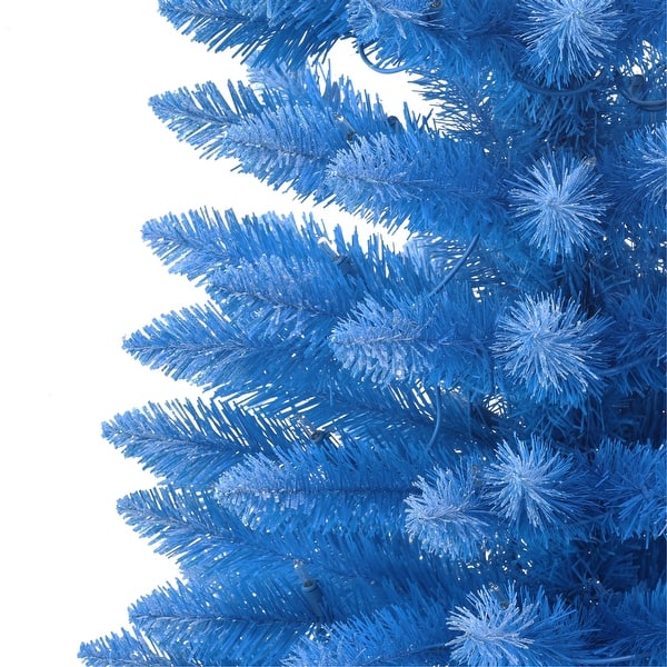Puleo International 4 ft. Pre-Lit Blue Artificial Tree in Burlap Sac ...