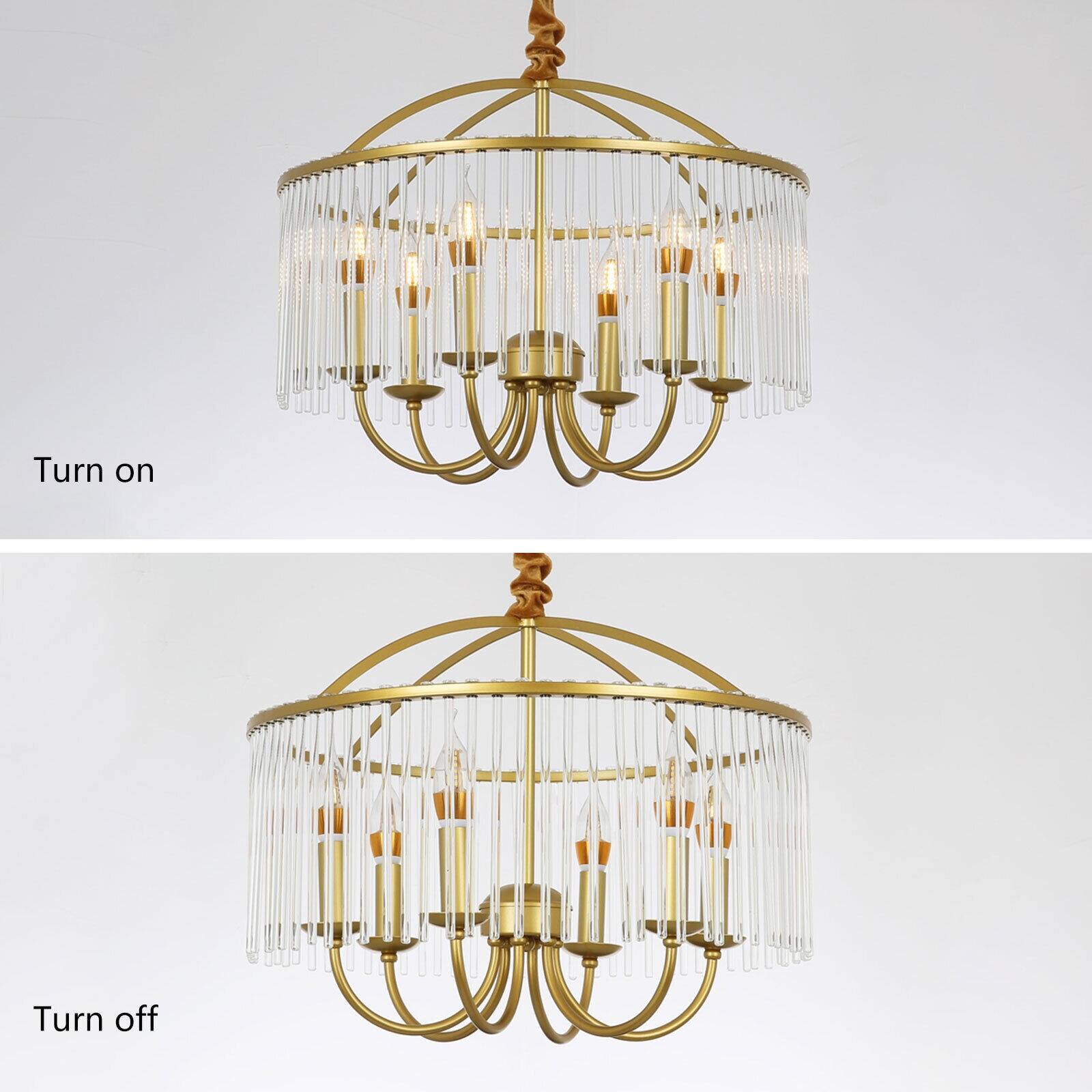 6-Light Gold Chandelier Ceiling Crystal Pendant Light - D20''xH16.9'' - Bed Bath & Beyond - 36072475