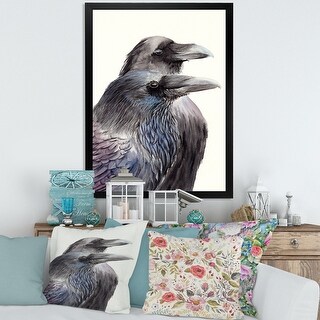 Designart "Two Black Ravens With Black And Blue Feathers" Traditional ...