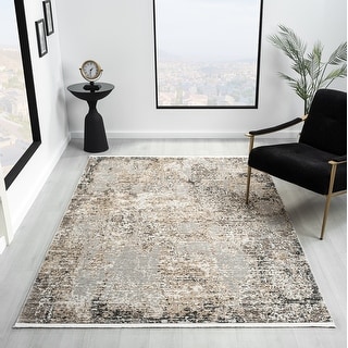 Obsession Collection Light Grey Abstract Area Rug - Bed Bath & Beyond ...