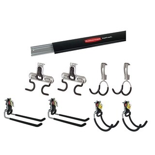 Rubbermaid FastTrack Wall Mounted Storage Rails + Organizing Hook ...