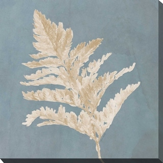 "Tan Leaf on Blue Square II" Print on Canvas - Bed Bath & Beyond - 36038979