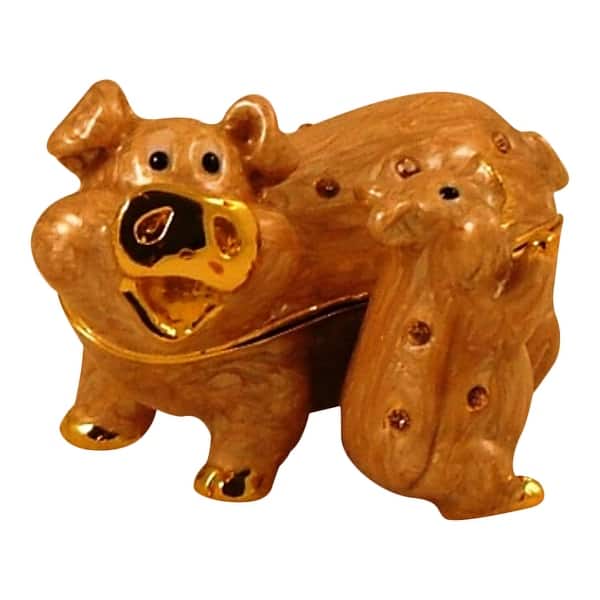 Mother and Baby Pig Piggy Pigs Piglet Jeweled Enameled Hinged Trinket ...