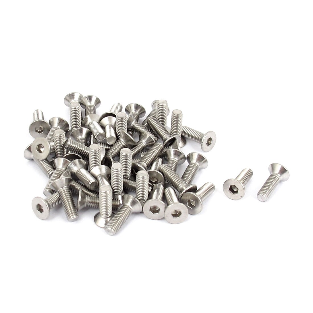 M4 x 12mm 304 Stainless Steel Hex Socket Countersunk Flat Head Screw Bolts 50PCS - Silver Tone ...