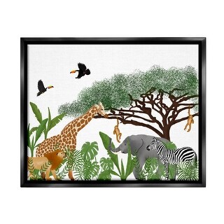 Stupell Jungle Wildlife Animals Scene Framed Floater Canvas Wall Art by ...