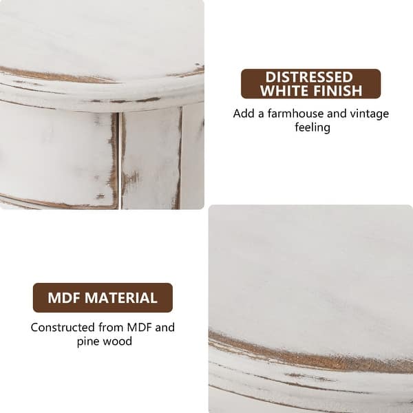 COSIEST White Distressed Round Tall Telephone Stand Table - On Sale ...