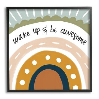 Stupell Wake Up & Be Awesome Abstract Patterned Rainbow Framed Wall Art ...