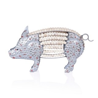 Metal Pig with Hollow Head and Wooden Beaded Body Decor - Bed Bath ...