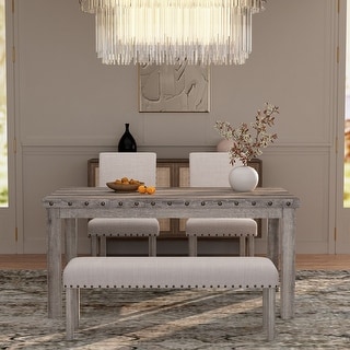 Morden Fort Rustic Farmhouse Rectangular Dining Set, Living Room Bench ...