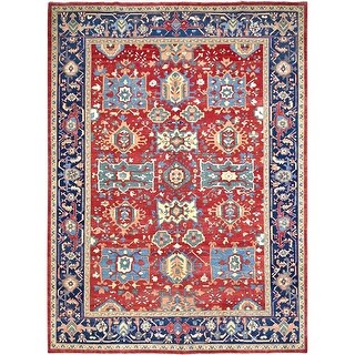 Shahbanu Rugs Ruby Red Afghan Peshawar Serapi Heriz All Over Motifs ...