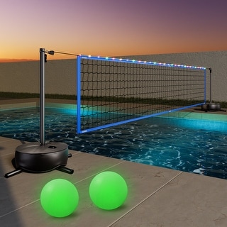 Volleyball Net with Light and Weighted Base 15ft-32ft Length Adjustable ...