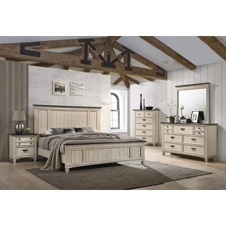 Roseanne 5 Piece Cream Brown Panel Bedroom Set - Bed Bath & Beyond ...