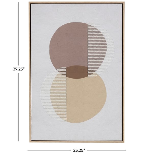 Brown Wooden Overlapping Circle Geometric Framed Wall Art with White ...