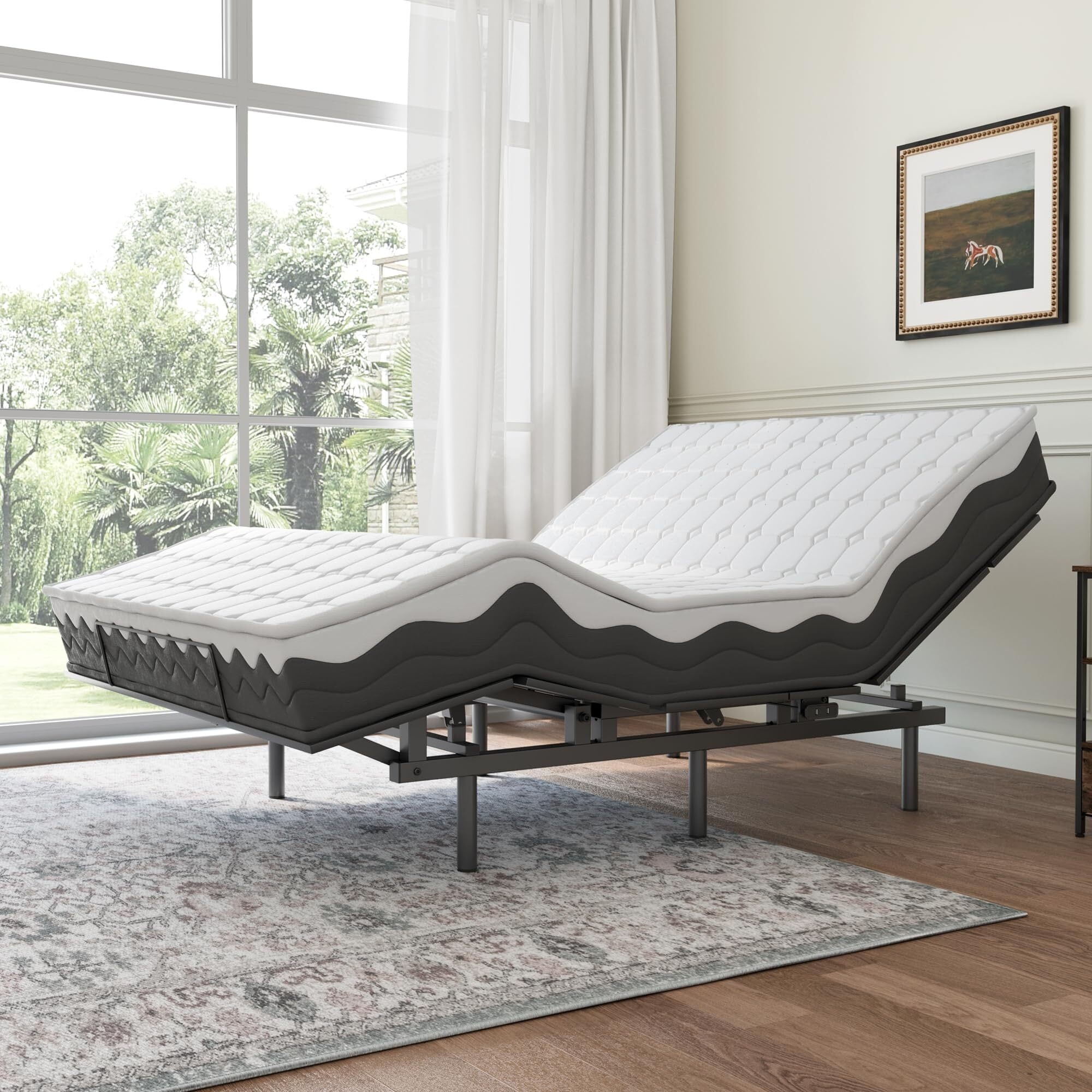 Adjustable Bed Frame Wireless Remote Memory Function Adjustable Bed Base Full