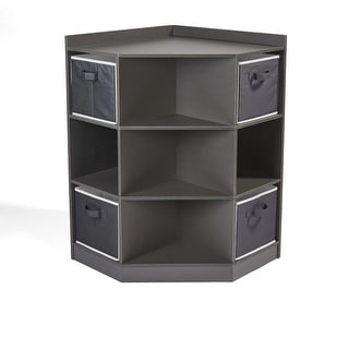 Corner Cubby Storage Unit with Four Reversible Baskets - Charcoal - Bed ...