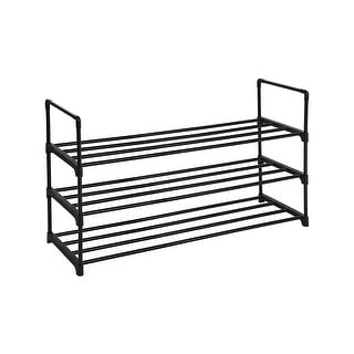 Black Metal 3-Tier Shoe Rack for 15 Pairs, Sturdy and Space-Saving ...