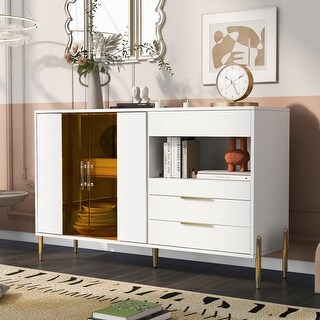 Light Luxury Modern Storage Cabinets With 2 Acrylic Doors,2-Drawers ...