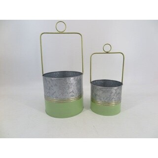Pastel Green Dipped Bucket Shaped Hanging Planters (Set Of 2) - Bed ...