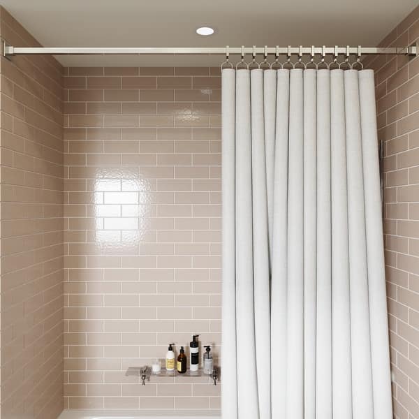 Croydex Luxury 98 in. Adjustable Square Shower Curtain Rod with ...