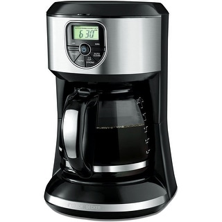 12 Cup Digital Coffee Maker in Black and Silver with Auto Clean Feature ...