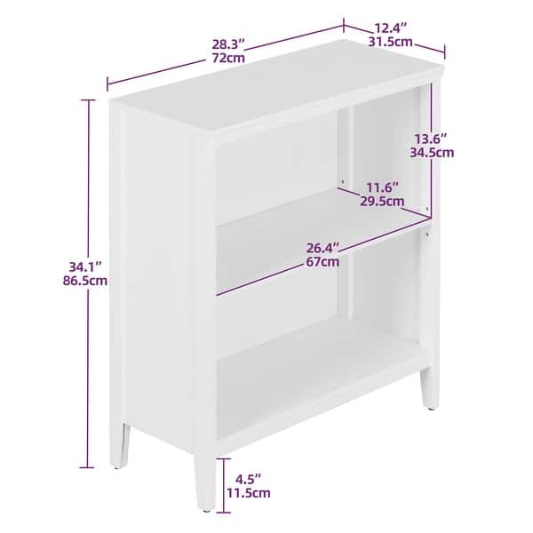 Moasis 34-inch Tall 2-Shelf Storage Solid Wood Bookcase - Bed Bath ...