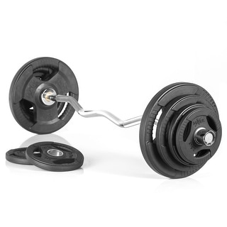 XMark XM-3675-CHROME-BAL-95 Olympic Curl Bar with 95 lb. Olympic Weight ...