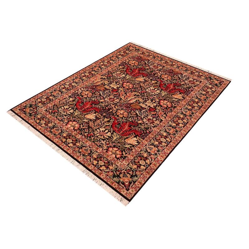Gulshan Ayub Pak-Persian Annalee Black/Red Wool Rug (6'1 x 8'11) - 6'1 ...