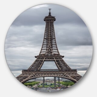 Designart 'Grayscale Eiffel Tower' Cityscape Photography Circle Wall ...