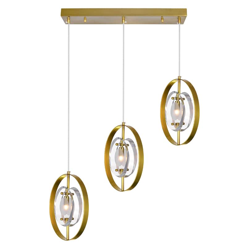 Iris 3 Light Island/Pool Table Chandelier With Brass Finish - Bed Bath ...