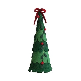 Handmade Wool Felt Tree with Beads and Pom Pom - 3.2"L x 3.2"W x 7.8"H ...